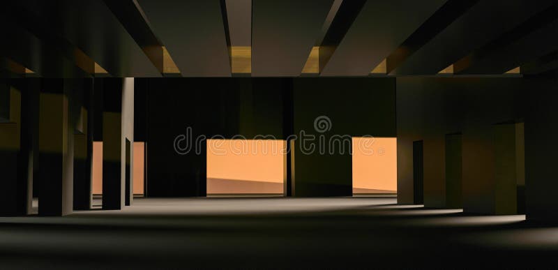 Empty Underground Room Interior of Complex Concrete and Metal ...