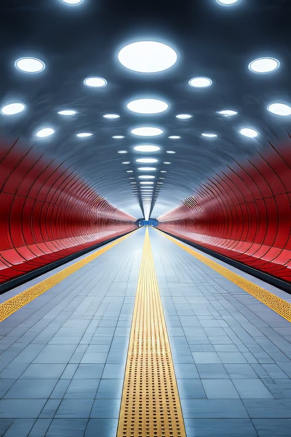 Empty Underground Station Platform, Modern Architecture, Bright ...