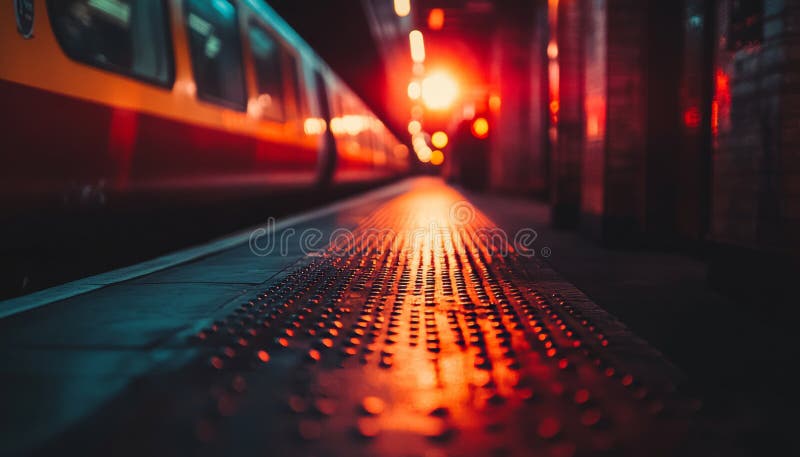 Underground Train To the Tunnel on the Subway Platform, Motion Blur ...