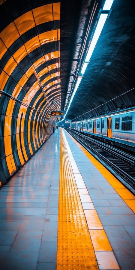 Underground Train To the Tunnel on the Subway Platform, Motion Blur ...