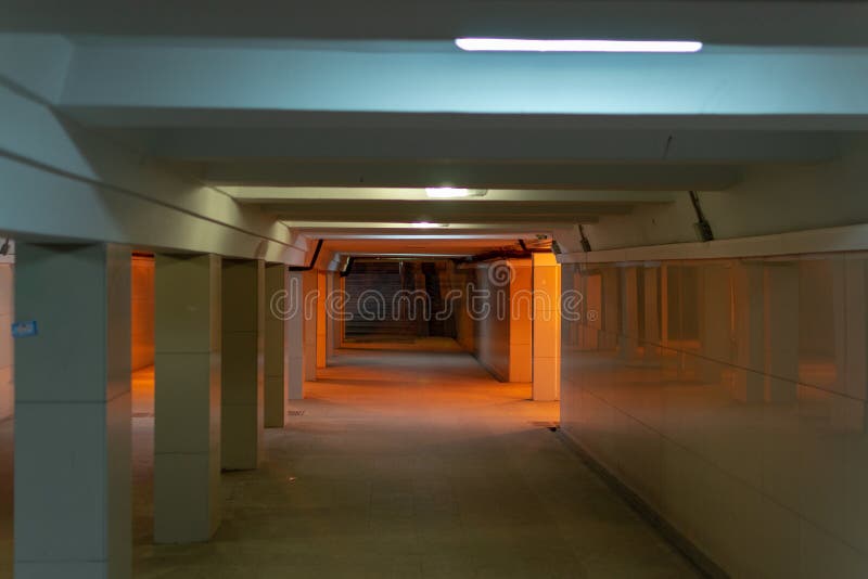 Underpass Under the Street in the City. Empty Underpass with Poor ...