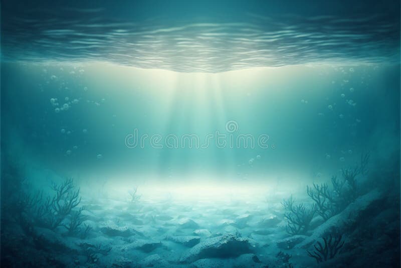 Empty Underwater Ocean Bottom Background, Digital Illustration Artwork ...