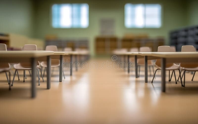 Empty University Classroom with Chairs and Tables Stock Illustration ...