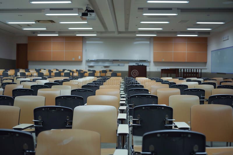Quiet Lecture Hall, Empty University Classroom Stock Illustration ...