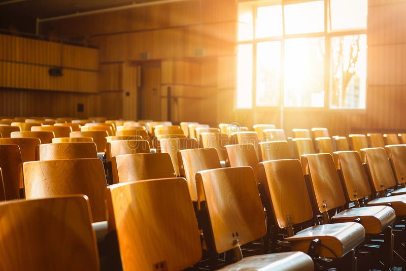 Quiet Lecture Hall, Empty University Classroom Stock Illustration ...