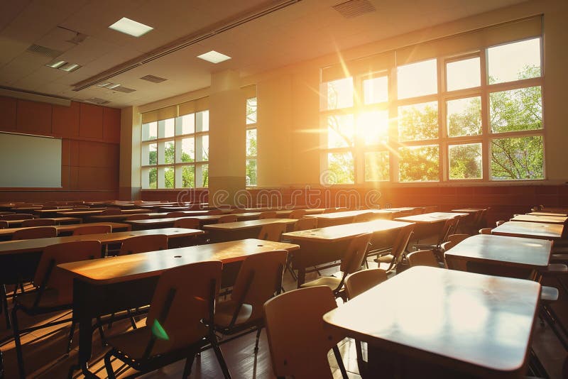 Quiet Lecture Hall, Empty University Classroom Stock Illustration ...