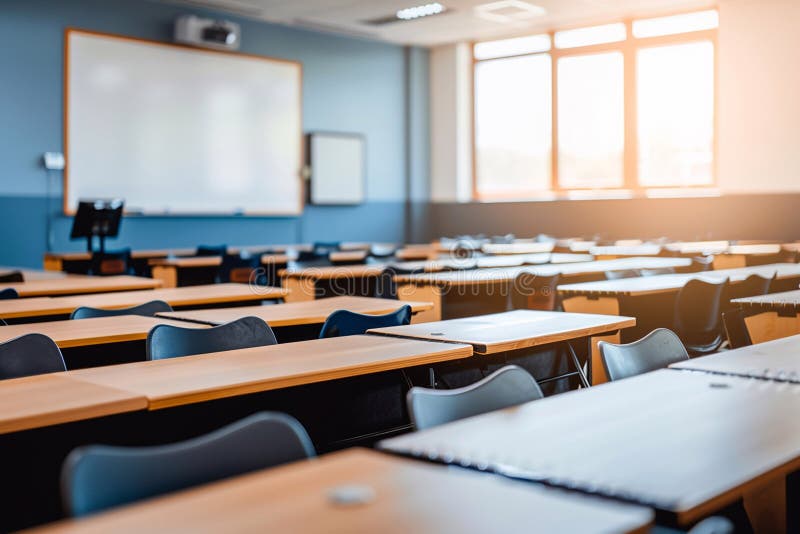 Quiet Lecture Hall, Empty University Classroom Stock Illustration ...