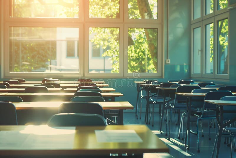 Quiet Lecture Hall, Empty University Classroom Stock Illustration ...