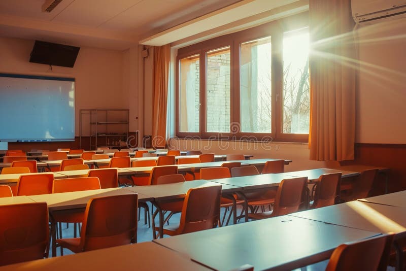 Quiet Lecture Hall, Empty University Classroom Stock Illustration ...