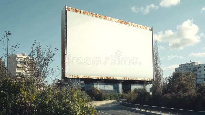 Empty Urban Billboard, Blank White Advertisement Space, Highway View ...
