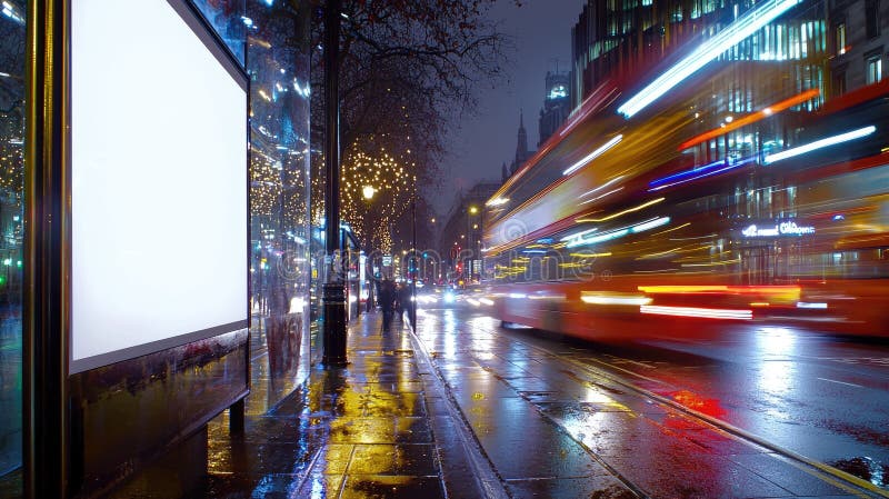 Empty Urban Billboard at Night, Ready for Mockup Display. Stock Photo ...