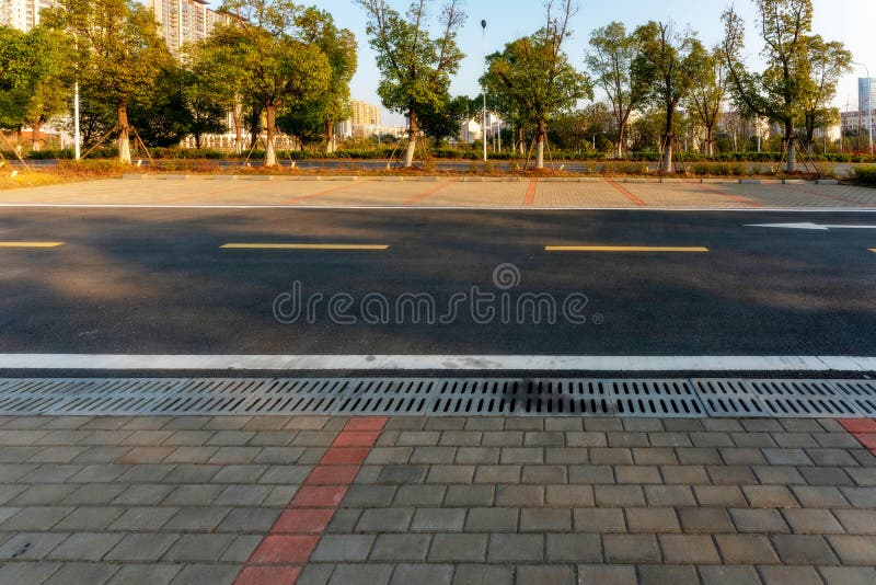 Empty Urban Road and Buildings in the City Stock Image - Image of ...