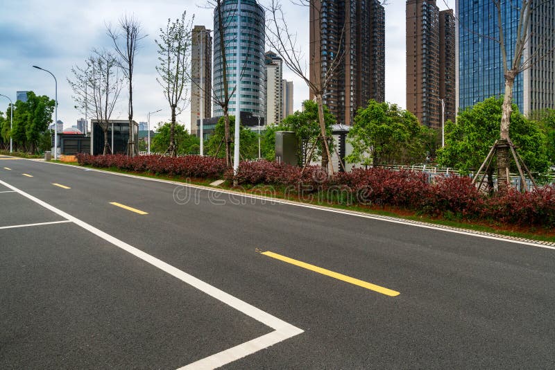 Empty Urban Road and Buildings in the City Stock Image - Image of ...