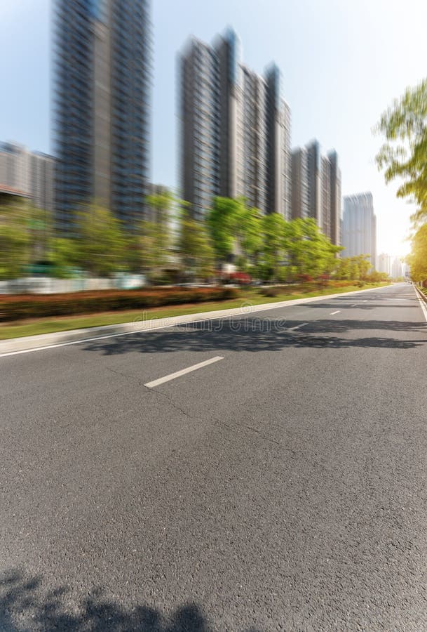 Empty Urban Road and Buildings in the City Stock Image - Image of ...