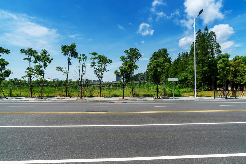 Empty Urban Road and Buildings in the City Stock Image - Image of ...