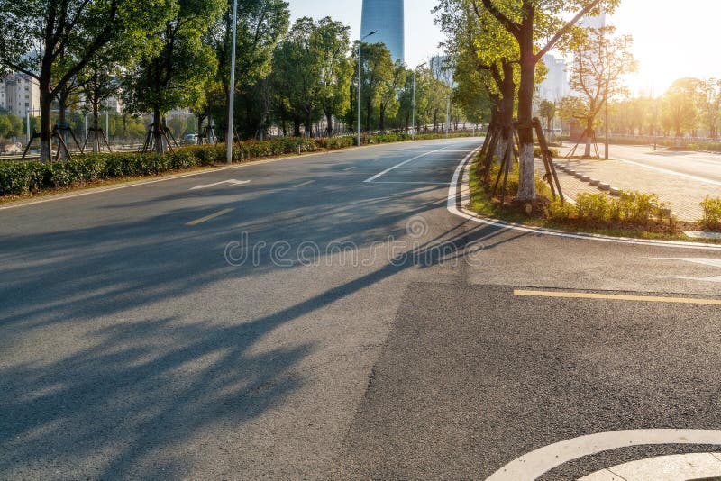 Empty Urban Road and Buildings Stock Image - Image of traffic ...