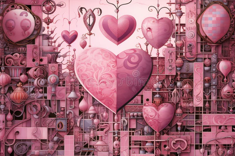 Empty Urban Structure with Pink Heart Shape Design Stock Image - Image ...
