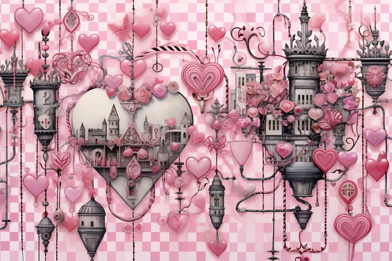 Empty Urban Structure with Pink Heart Shape Design Stock Photo - Image ...