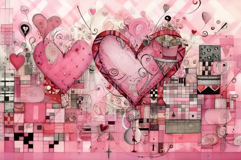 Empty Urban Structure with Pink Heart Shape Design Stock Illustration ...