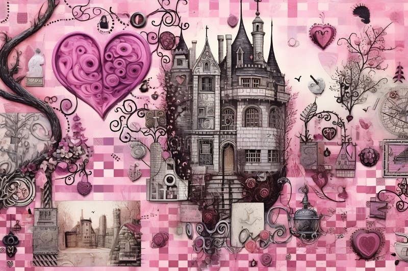 Empty Urban Structure with Pink Heart Shape Design Stock Illustration ...