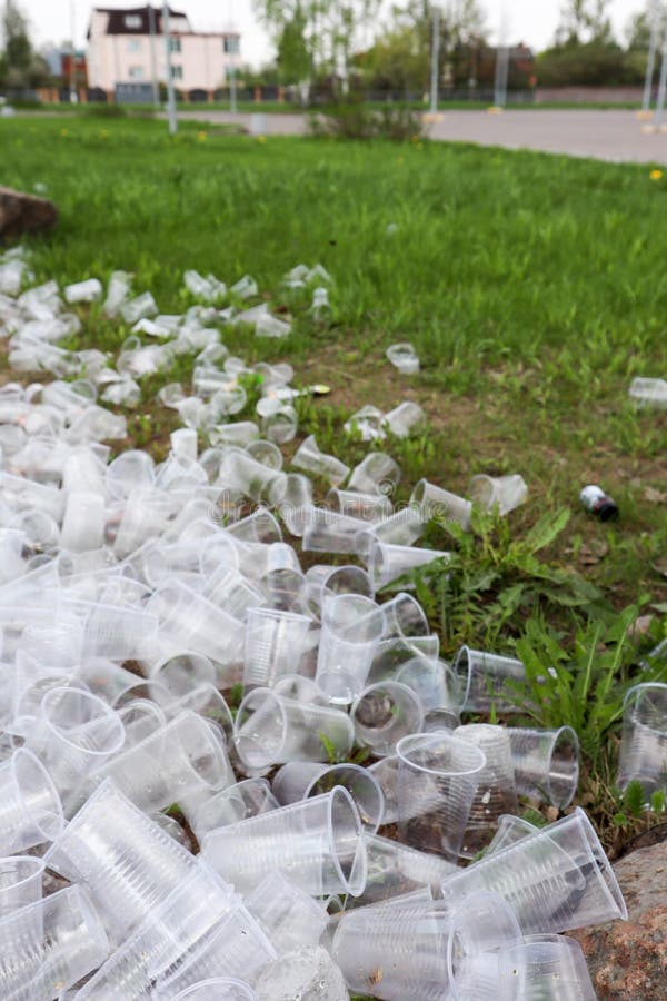 Empty Used Plastic Cups on the Ground Rubbish on the Side of the Road ...