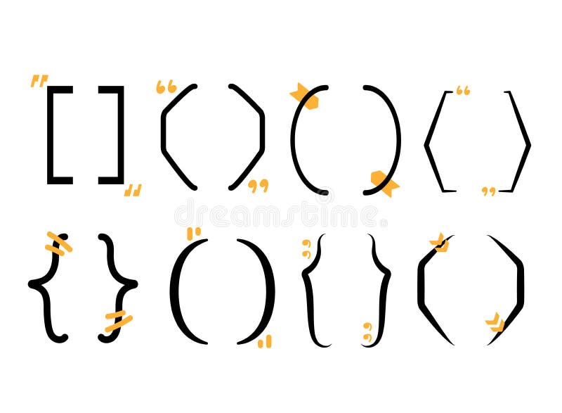 Empty Vector Bracket Quote Set for Modern Design. Vector Doodle ...