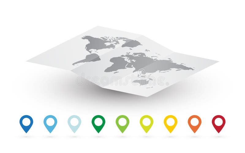 Empty Vector World Map Abstract Travel Concept and Color Pins Stock ...