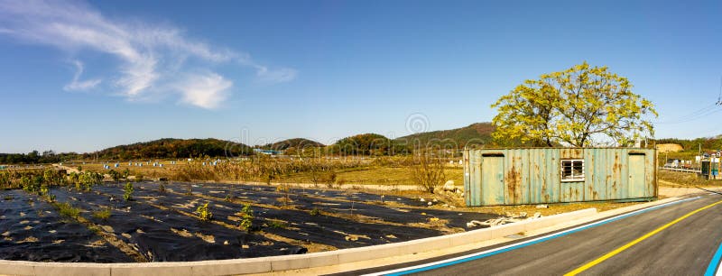 The Empty Vegetable Field Cover with Plastic for Cultivation in Suburb ...
