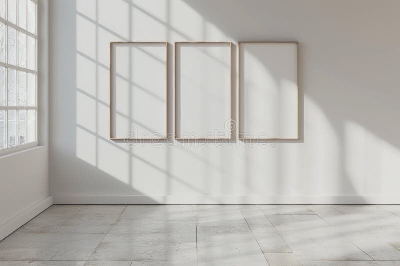 Empty Vertical Frame on the Wall Mockup in Room Stock Image - Image of ...