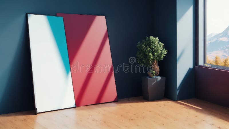 Empty Vertical Poster Mockup in Loft Bar. Generative AI Stock ...