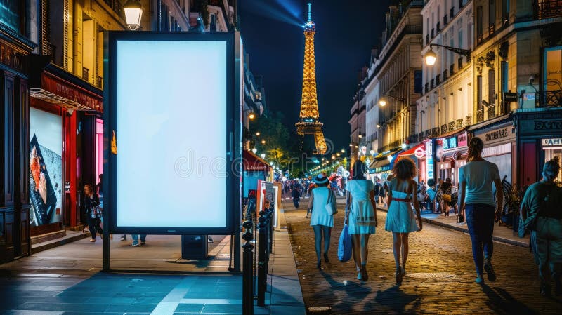 Empty Vertical Space Advertisement Billboard for Olympic Games in Paris ...