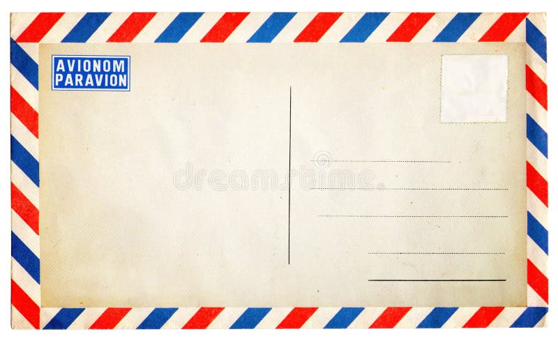 Empty Vintage Air Mail Envelope Isolated on White Stock Image - Image ...