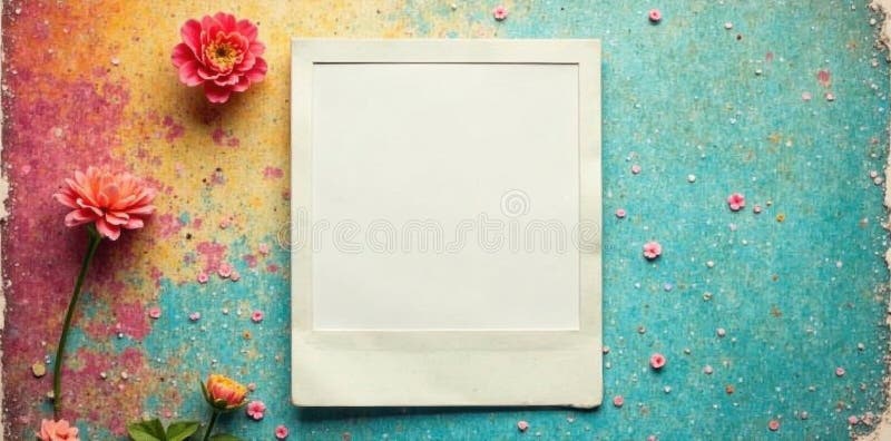 Empty Vintage Instant Camera Frame, Blank Polaroid , Weathered, Space ...