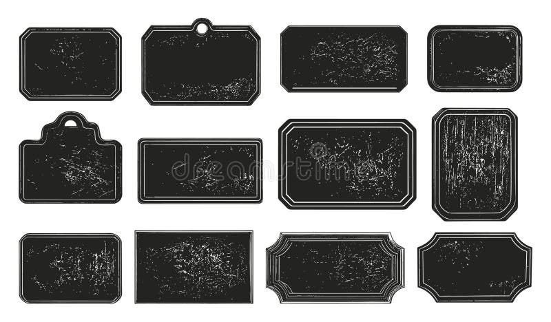 Empty Vintage Labels Set Ink Style Vector Illustrations Unique Artwork ...