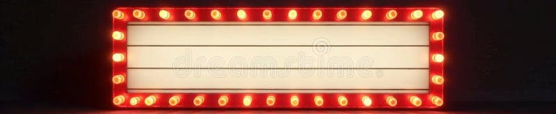 Empty Vintage Marquee Sign Frame, Glowing Bulbs, Night, Retro Stock ...