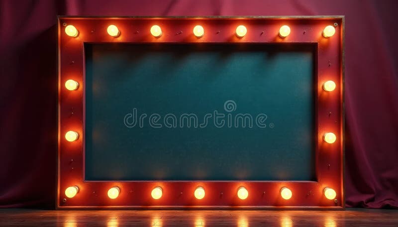 Empty Vintage Marquee Sign Frame, Glowing Bulbs , Rusty, Vintage Sign ...