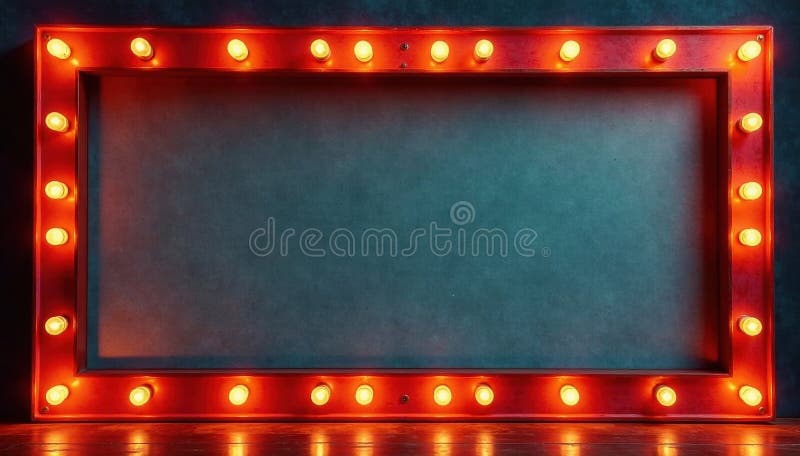 Empty Vintage Marquee Sign Frame, Glowing Bulbs , Sparkle, Marquee ...