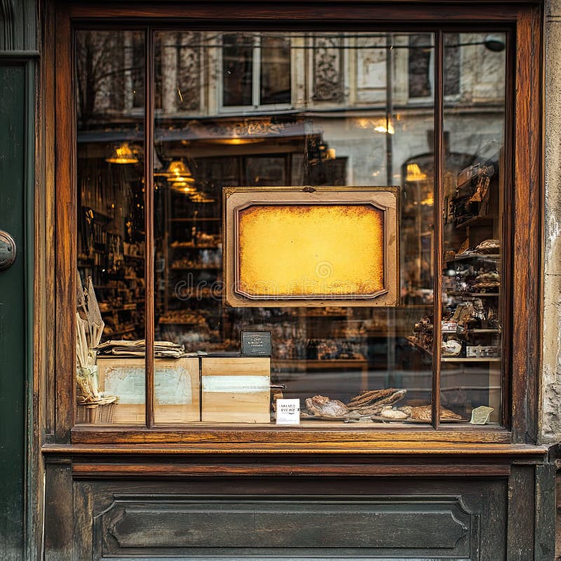 Empty Vintage Shop Window Sign Stock Illustration - Illustration of ...