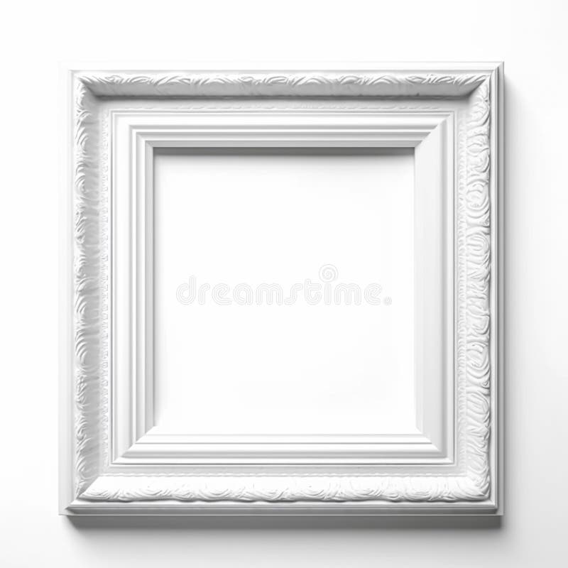 Empty Vintage White Wood Square Frame Isolated on White Background for ...