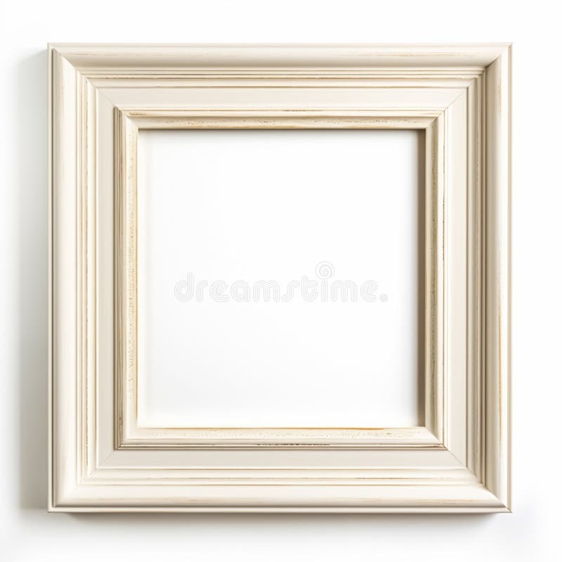 Empty Vintage White Wood Square Frame Isolated on White Background for ...