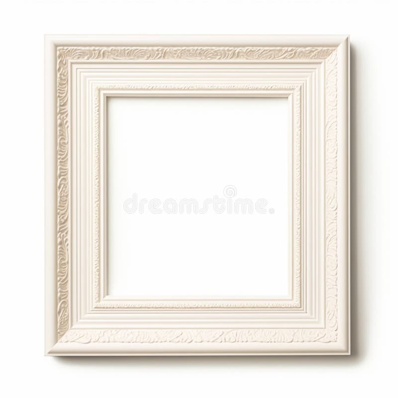 Empty Vintage White Wood Square Frame Isolated on White Background for ...
