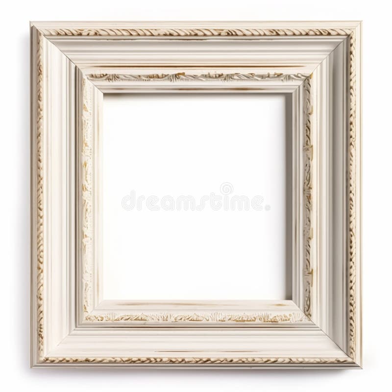 Empty Vintage White Wood Square Frame Isolated on White Background for ...