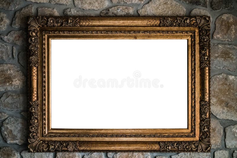 Empty Vintage Wooden Frame or Mirror. Clipping Paths Stock Image ...