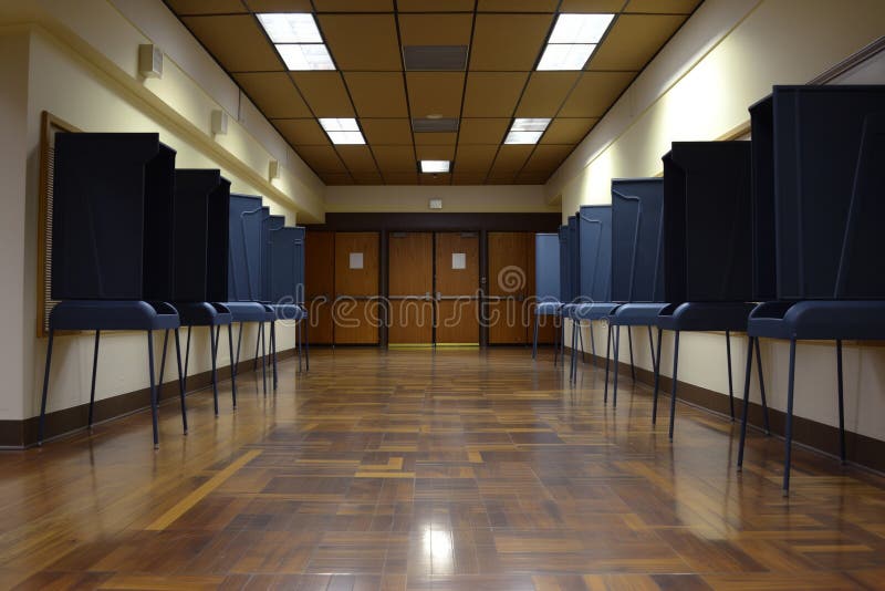 Empty Voting Booths in a Polling Station Stock Illustration ...