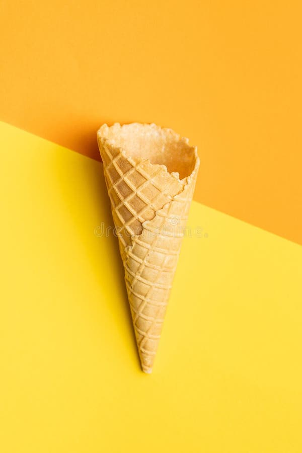 Empty Wafer Cone. Sweet Ice Cream Cornet on Colorful Background. Top ...