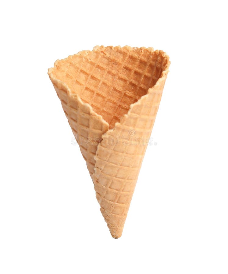 Empty Wafer Ice Cream Cone on White Stock Photo - Image of empty, cone ...