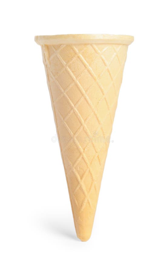 Empty Wafer Ice Cream Cone on White Stock Photo - Image of crispy ...