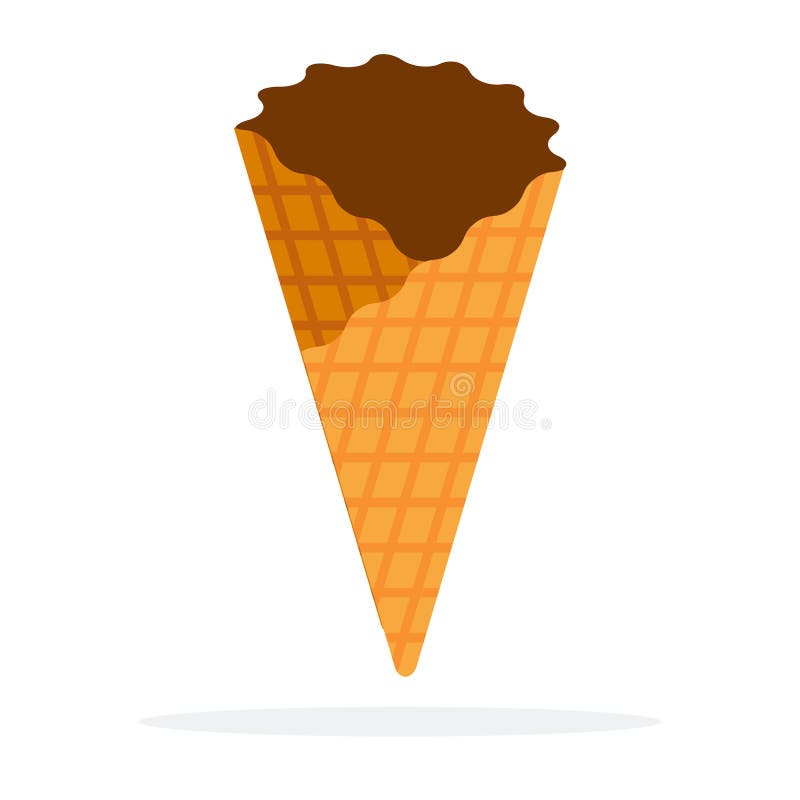 Empty Waffle Cone For Ice Cream Isolated On White Background Realistic