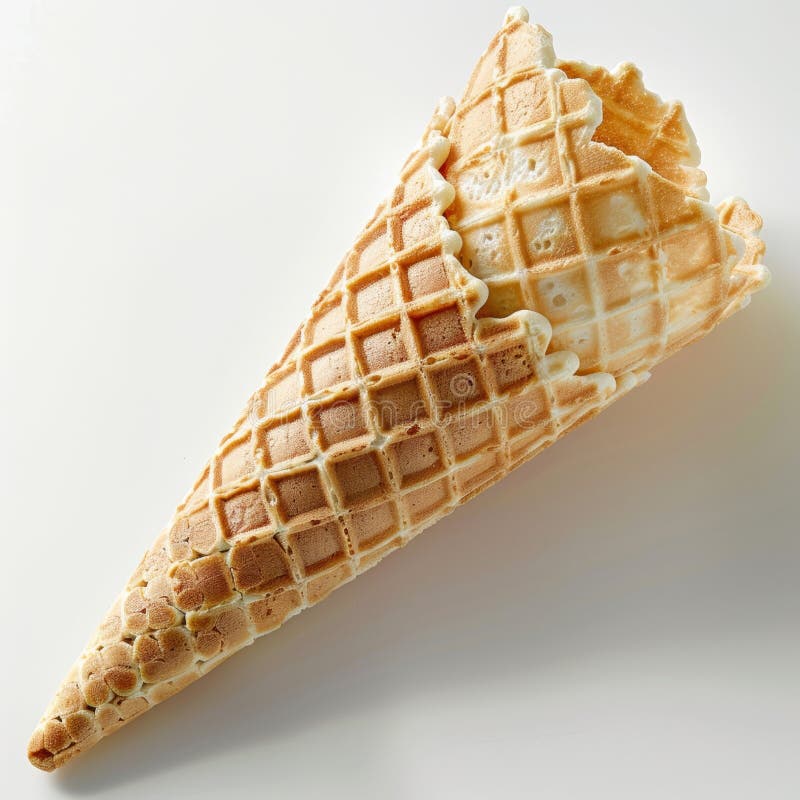 Empty Waffle Cone Resting on a Clean White Surface, Showcasing Its ...
