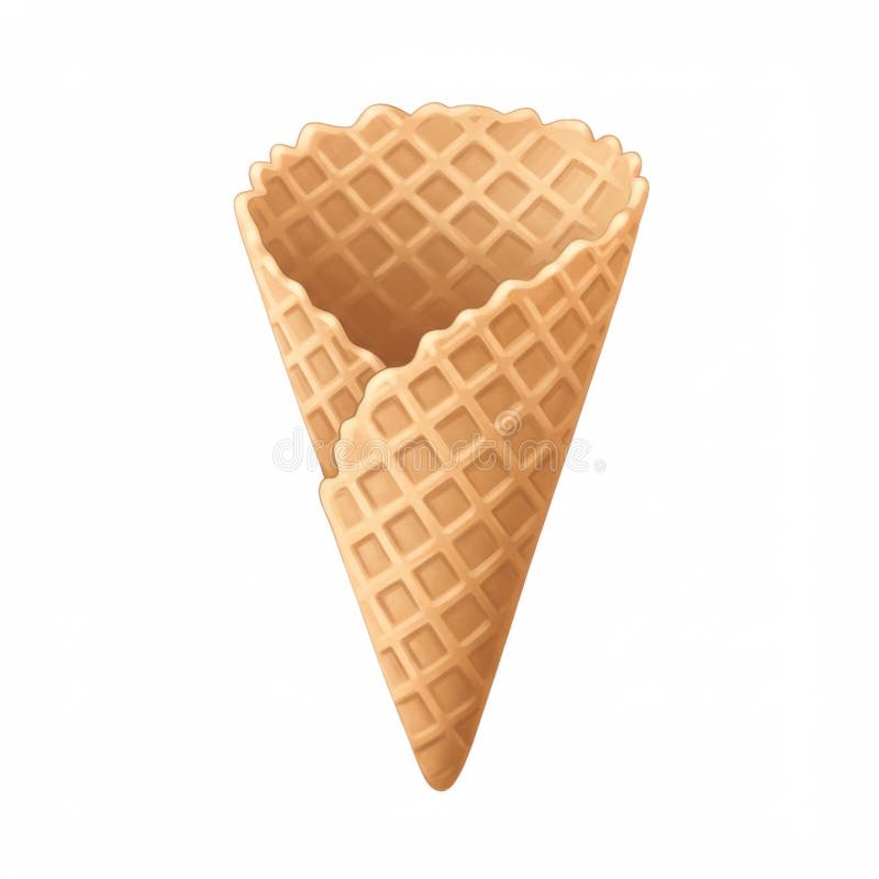 Empty Waffle Ice Cream Cone on White Background Stock Illustration ...